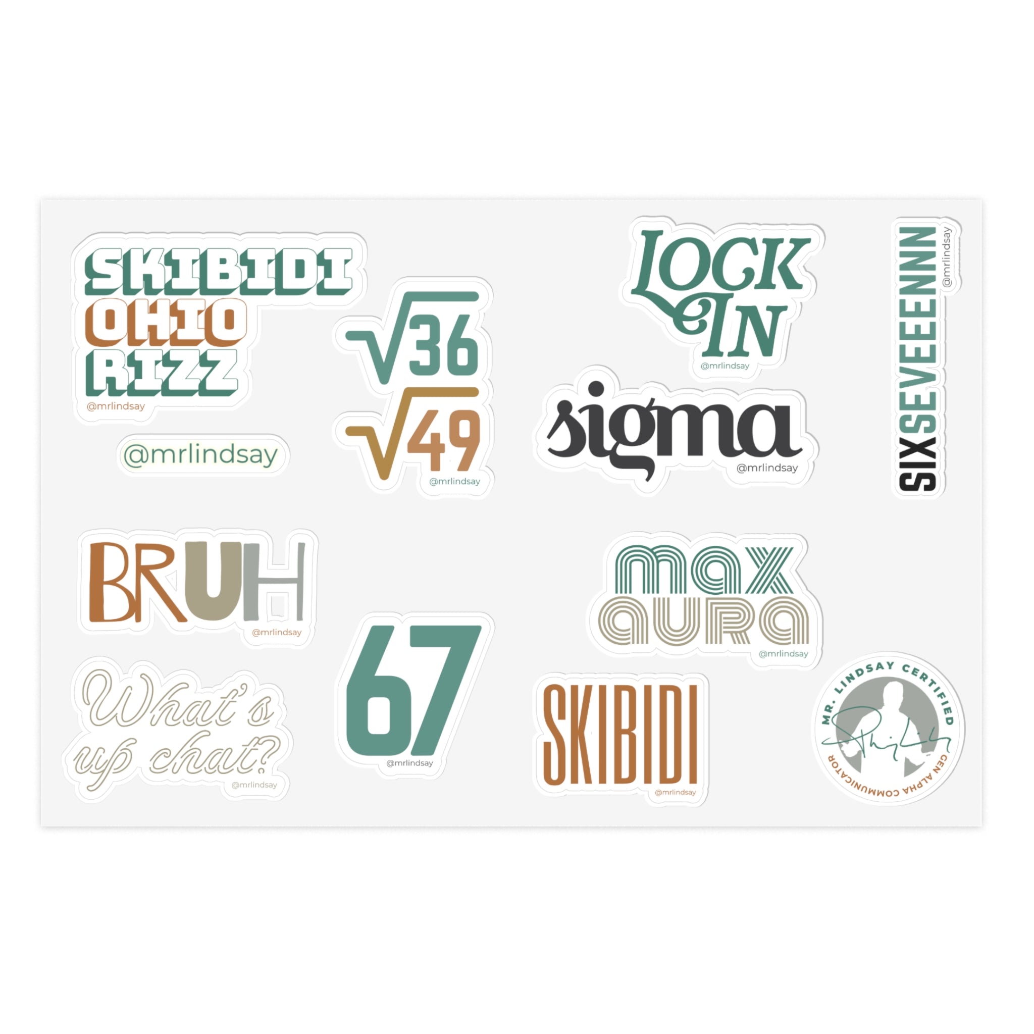 Gen Alpha Aesthetic Sticker Set - Mr. Lindsay Certified – Our Merch Page
